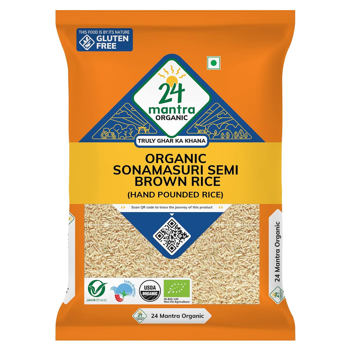 24 Mantra Organic Sonamasuri Semi Brown Rice 1kg – Chennai Grocers