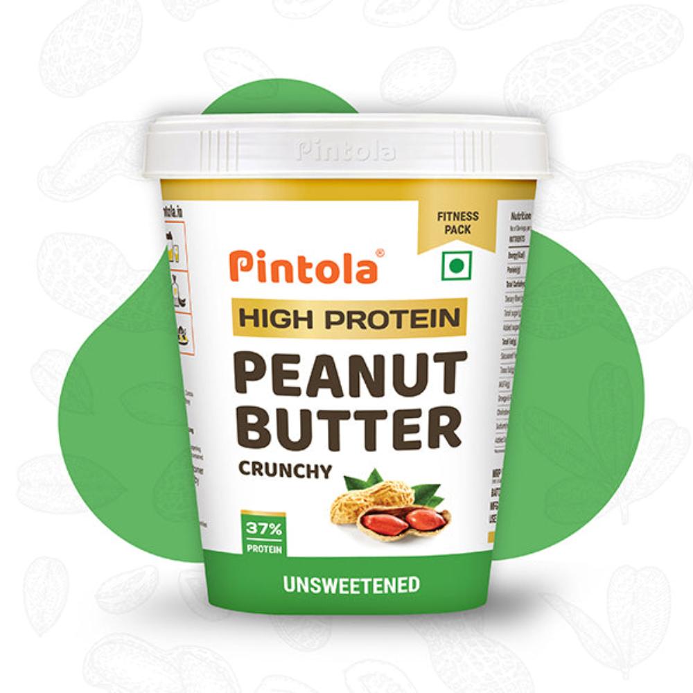 Pintola High Protein Peanut Butter All Natural Unsweetened Crunchy 510 ...
